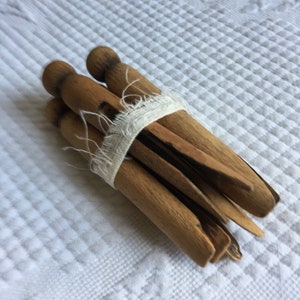 Antique Wooden Clothes Pins. Clothespins in the Primitive Handmade ...