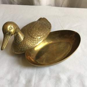 Vintage Solid Brass Duck Container. Detailed Duck Figurine From ...