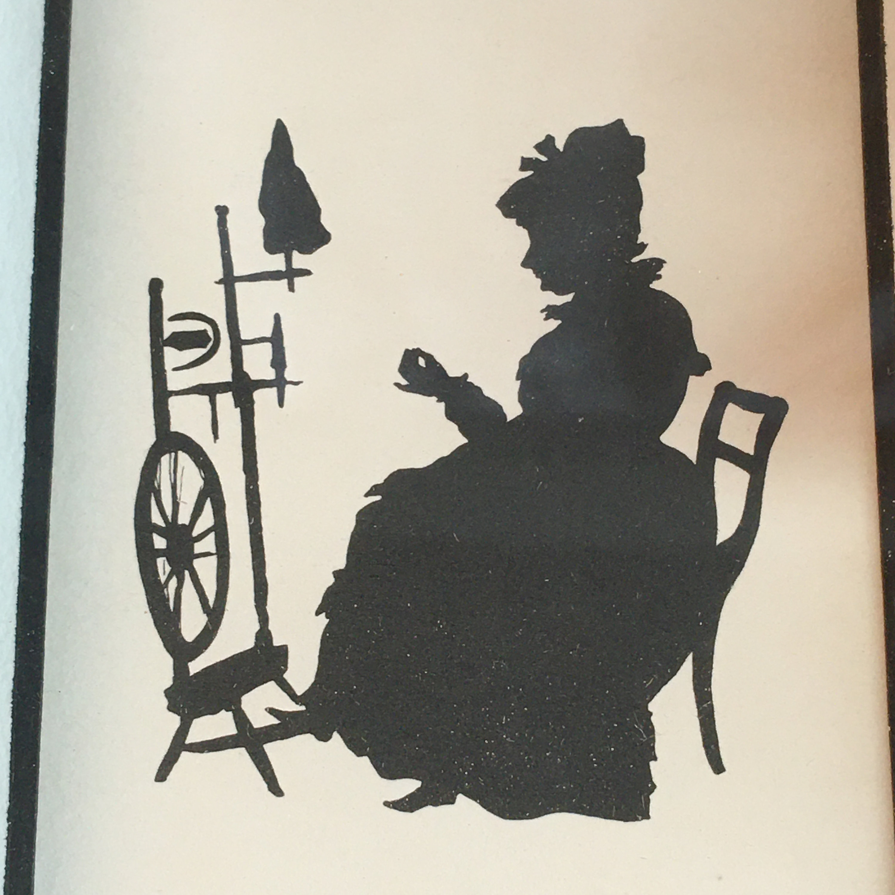 Antique Silhouette Pictures of Sitting Women. Lady Facing Right Holding ...