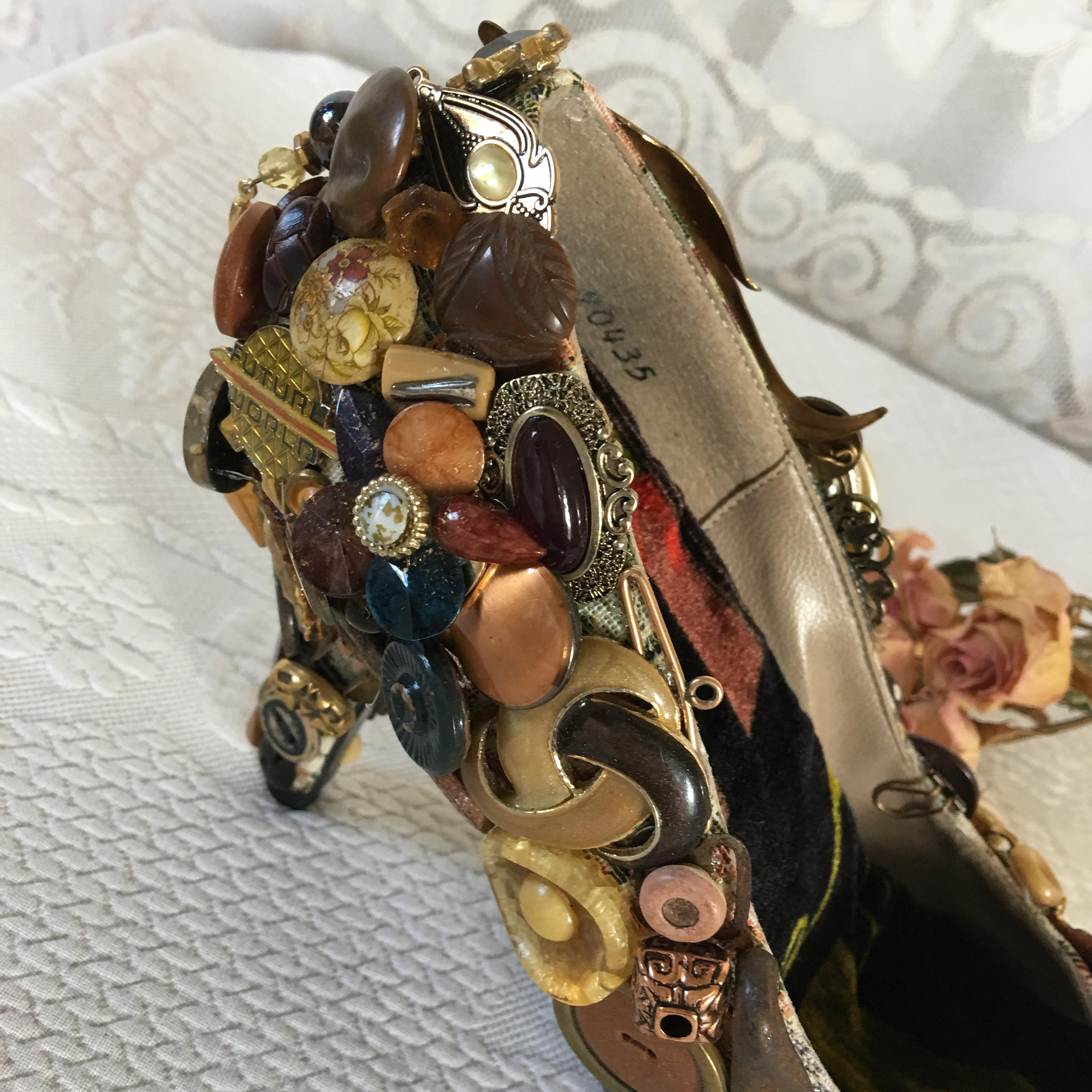 Handmade Button Jewelry High Heel Shoe. Dresser Accent to Hold ...