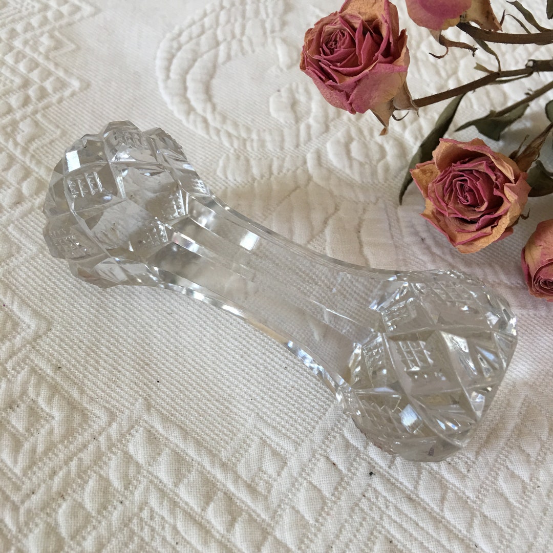 Antique Cut Crystal Knife Rest. Textured Diamond Shapes on Ends. Knife ...