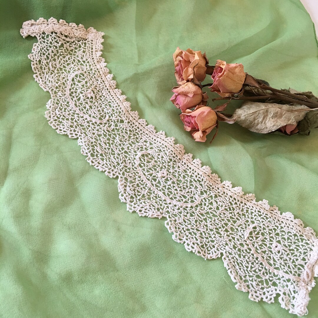Victorian Handmade Lace High Collar. Slightly Curved Stand up Collar ...