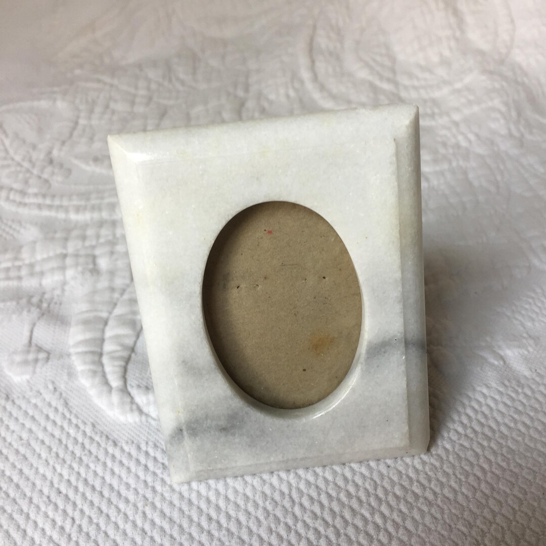 Vintage Marble Small Oval Frame. Rectangular Frame With Oval Opening in ...