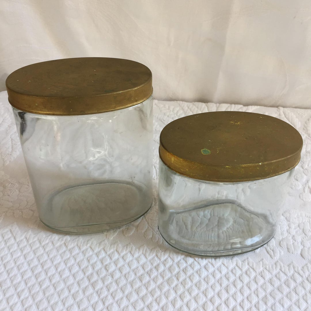 Vintage Oval Glass Jars in Two Sizes. Listing for One Jar. Metal Lid ...