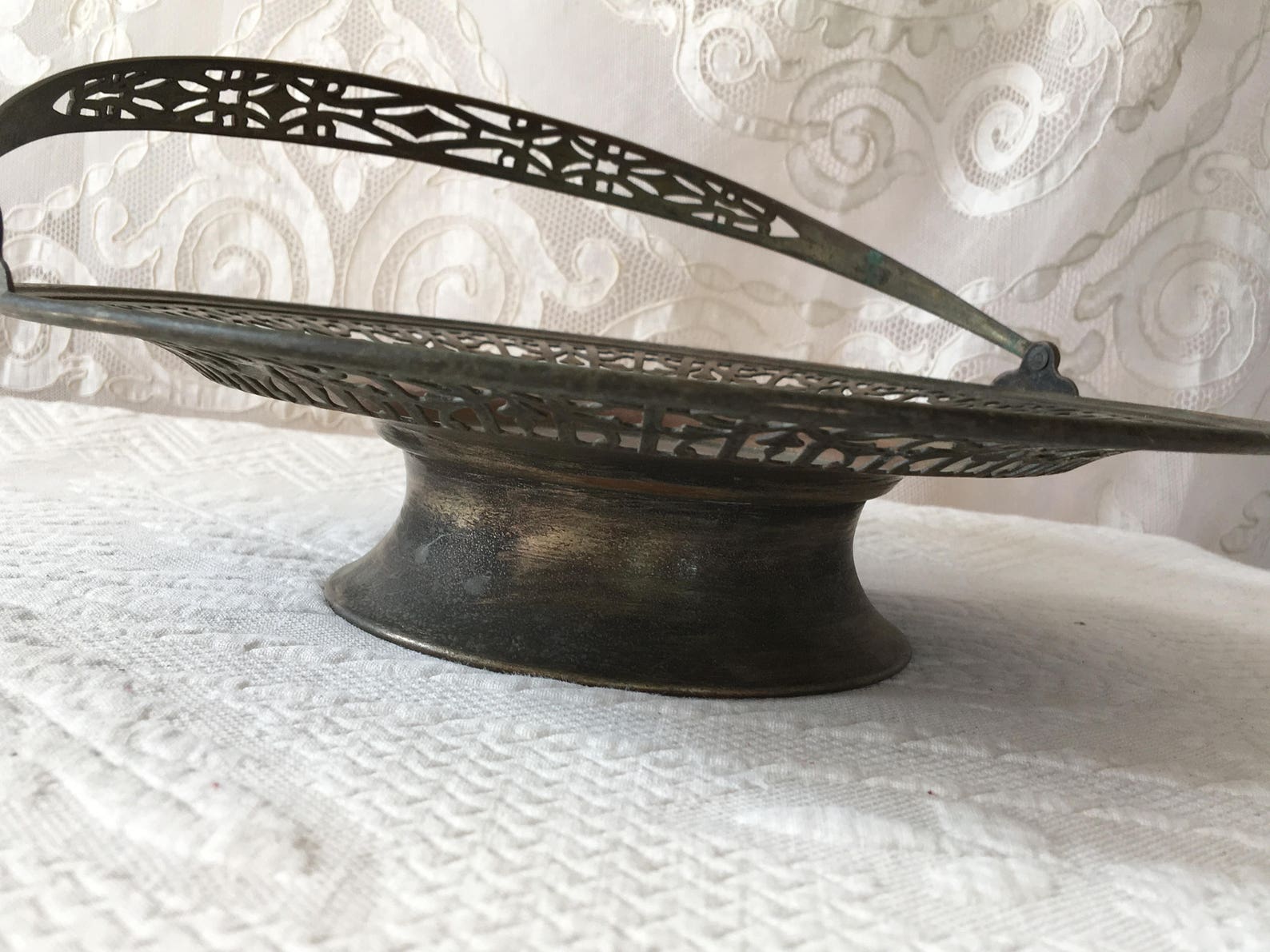 Victorian Calling Card Tray. Open Work Metal Shallow Pedestal - Etsy