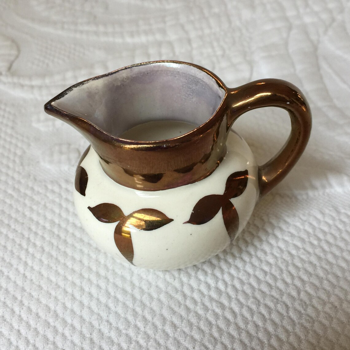 Vintage Copper Lustre Lusterware Small Porcelain Pitcher With Copper ...