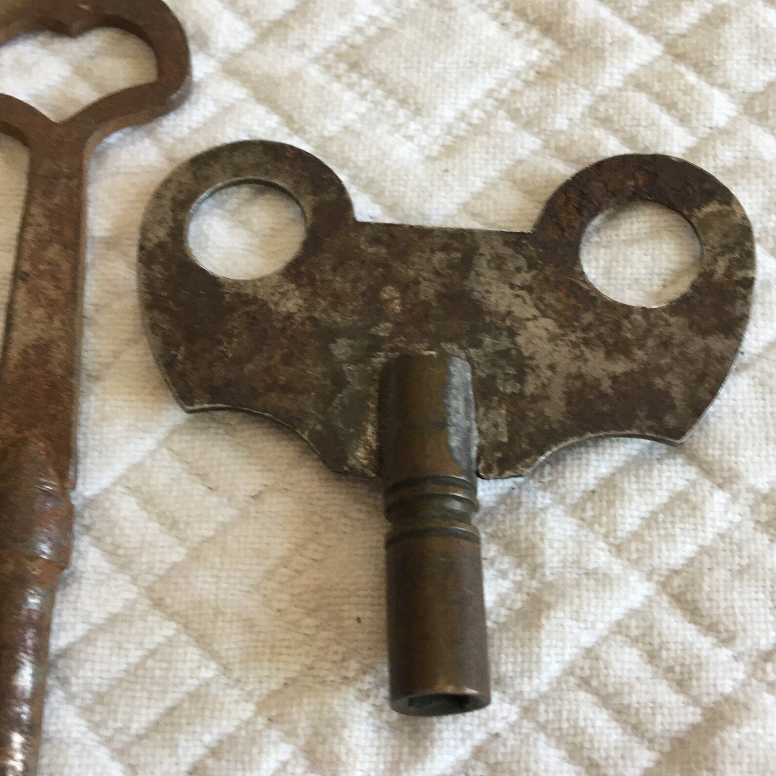 Antique House or Skeleton Key, Clock Key and Flat Key. Old Iron Keys ...