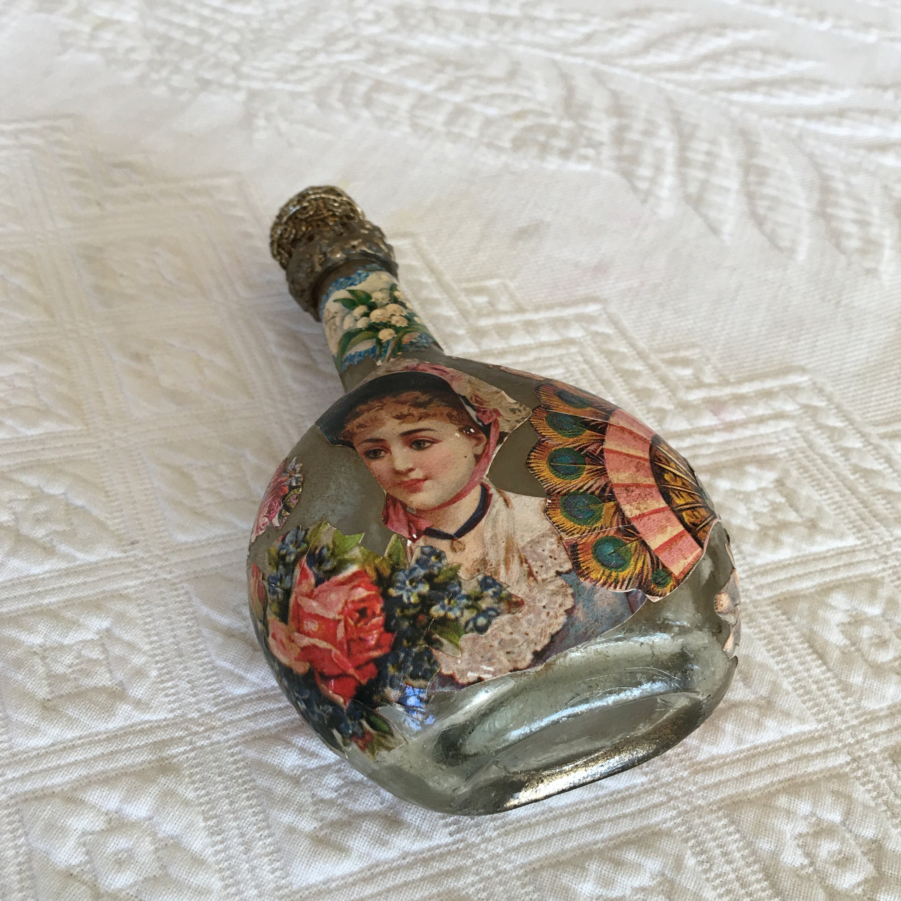 Vintage Dresser Jar. Victorian Decorated Bottle W/ Stopper. | Etsy