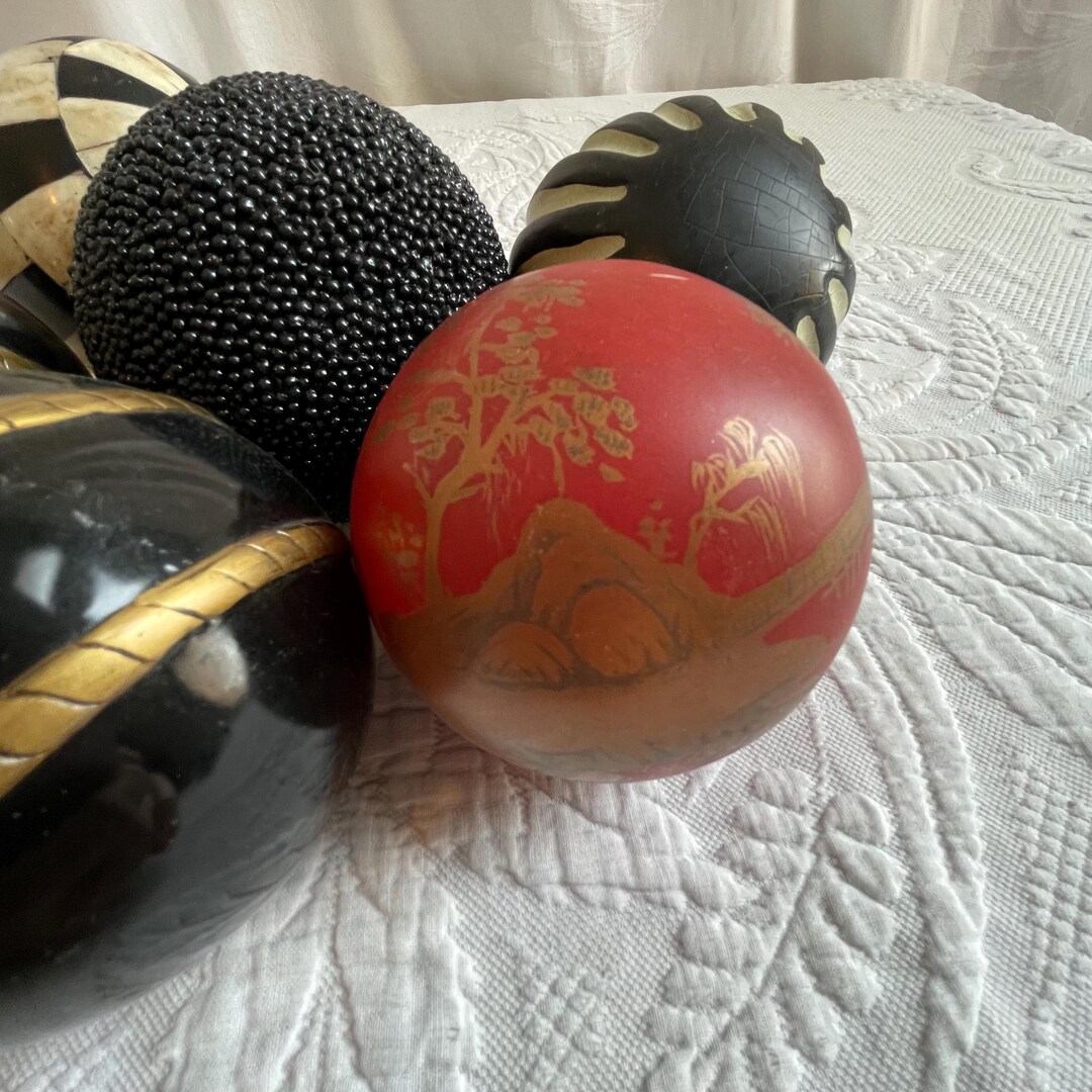 Vintage Fancy Balls for Your Collection. Choose Red With Gold Scenes ...