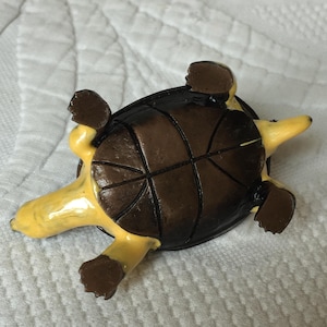 Vintage Brass Cloisonne Turtle Box. Open the Turtle Shell to Insert ...