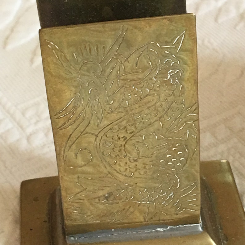 Vintage Etched Brass Match Box Holder. Oriental Style Etched | Etsy