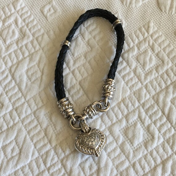 Vintage Judith Ripka 925 CZ Sterling and Black Leathe… - Gem