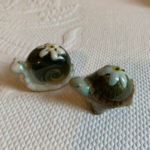 Vintage Ceramic Turtle and Snail Salt and Pepper Shakers. Great Spring ...