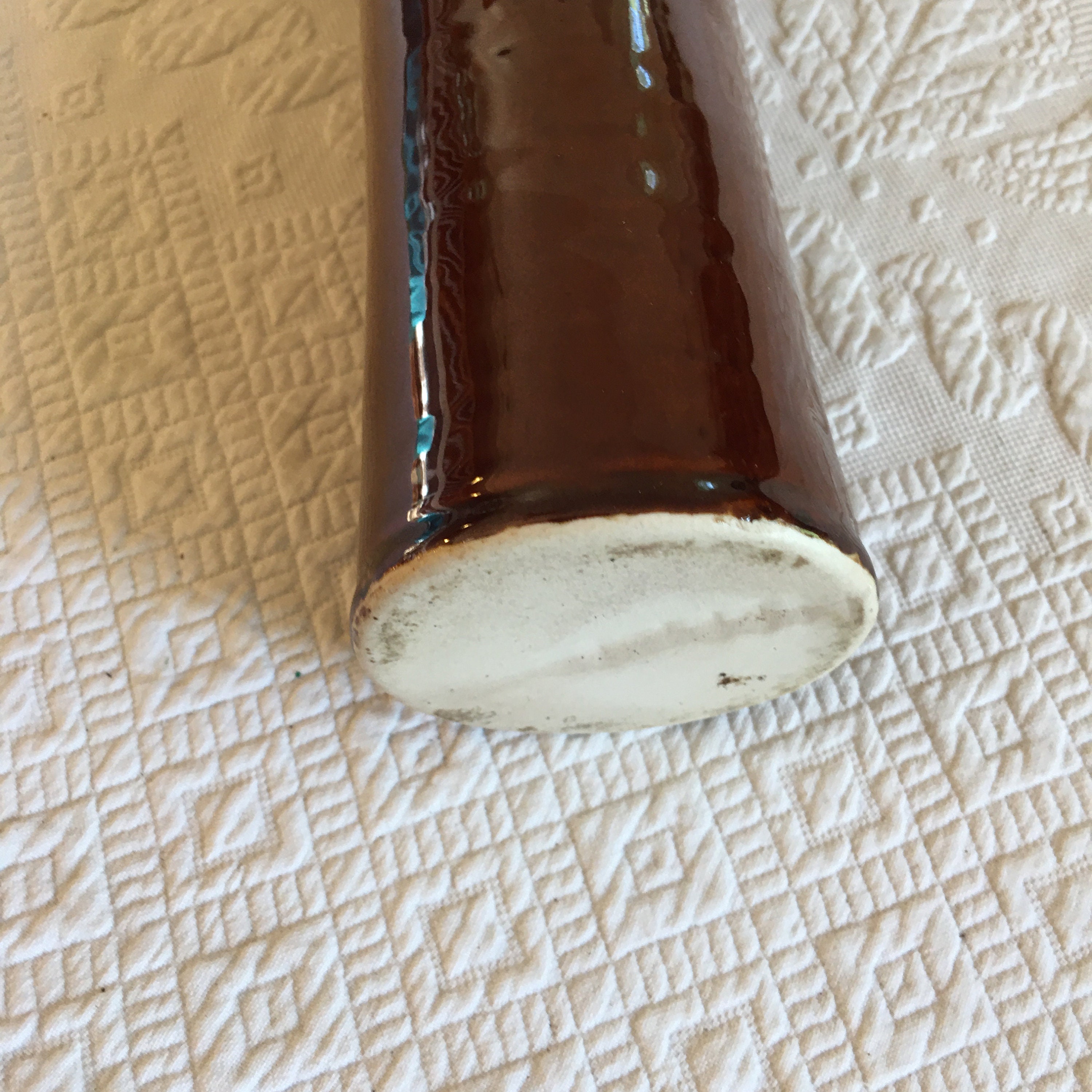 Vintage Stoneware Brown Bottle With Side Handle. Close With Cork ...