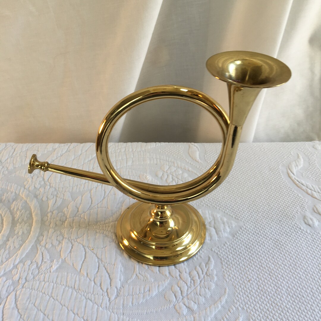 Vintage Brass French Horn Candle Holder. Great for Hunt Country ...