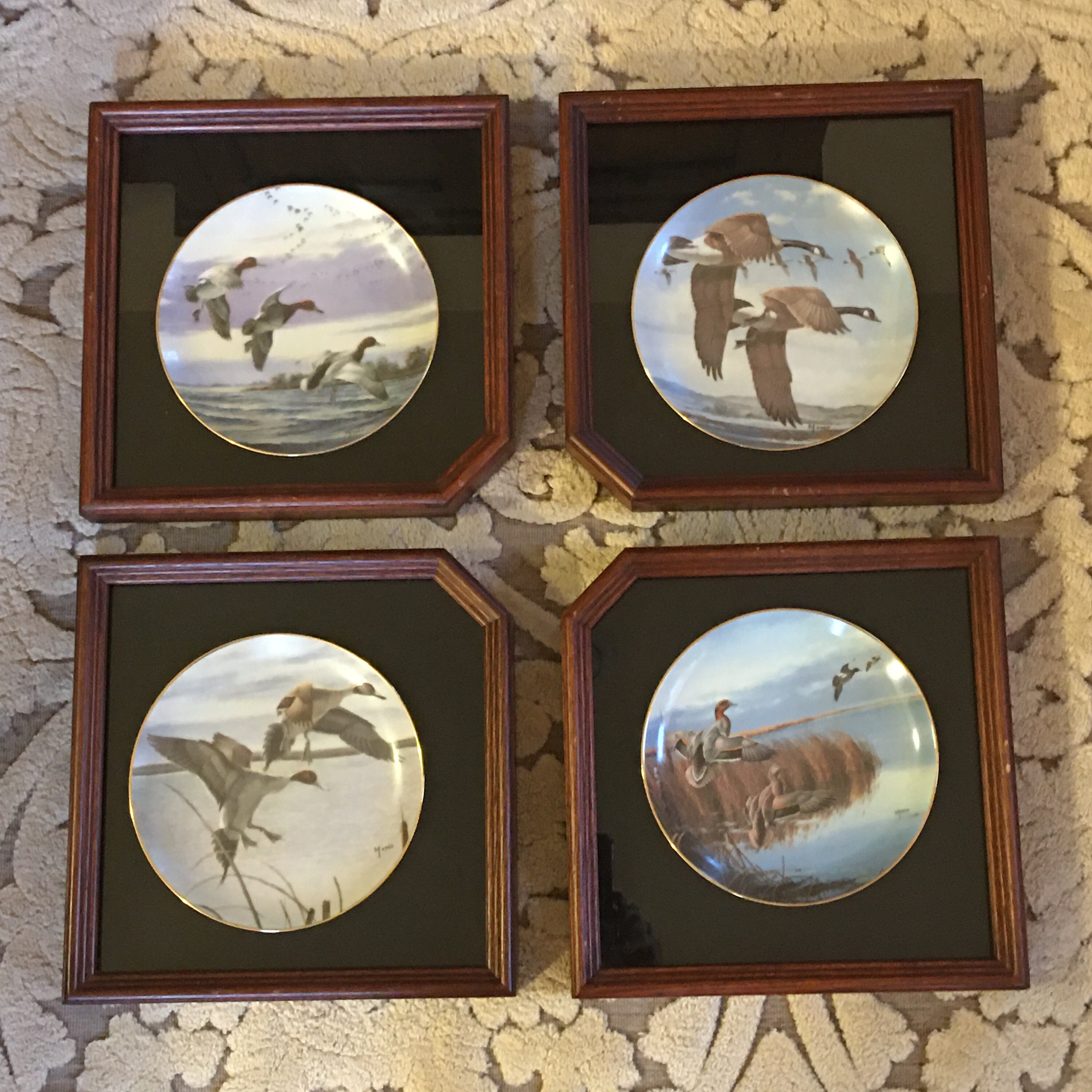 Vintage 4-1988 Porcelain Plate Set Framed. Hangs Together in A Group ...