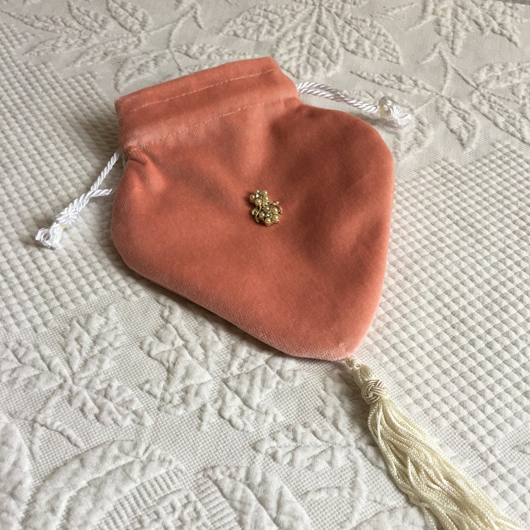 Handmade Reticule Purse. Pink Velvet Reticule Purse. White Cord ...