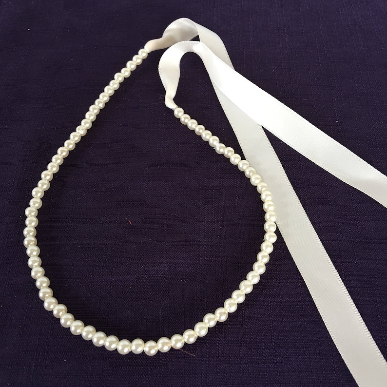 Pearl Necklace Tied on With Ribbon. Great for Period - Etsy