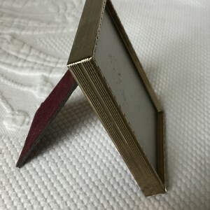 Vintage Small Frame, Gold Brass With Brown Flocked Tabletop Stand and ...