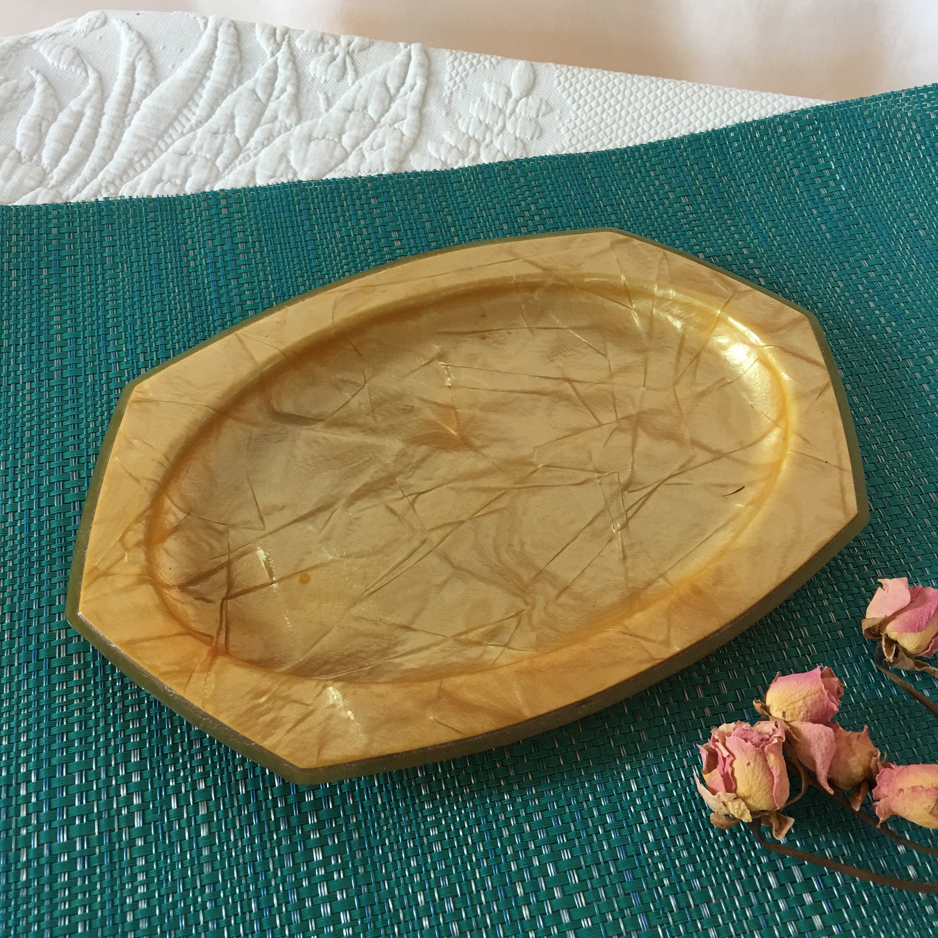 Vintage Marbleized Gold Celluloid Dresser Tray Includes 2 | Etsy