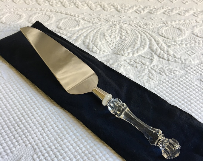 Vintage Fostoria Cake Pie Server. Stainless Steel and Crystal Handled ...