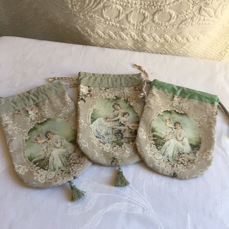 Handmade Cotton and Silk Reticule With Artist Designed Fabric, White ...