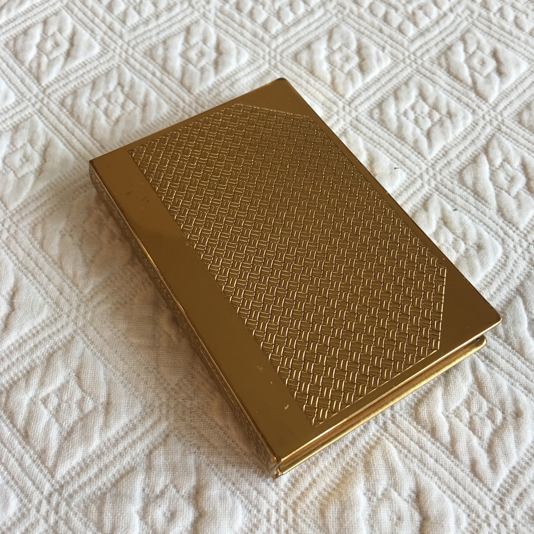 Vintage Coty Compact. Book Style Compact in Gold Tone Textured Case ...