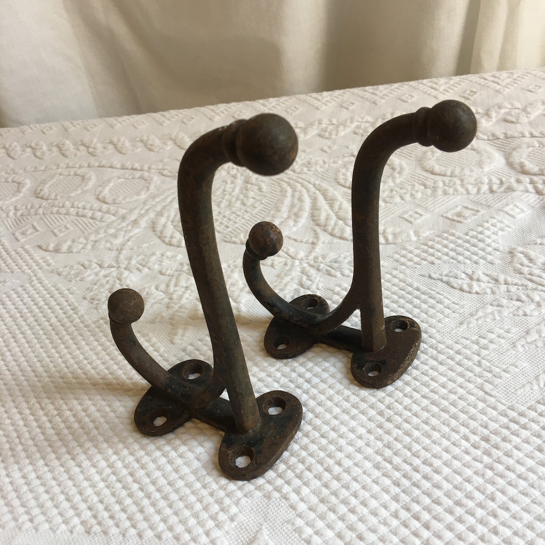 Vintage Large Cast Iron Wall Hook. Old Rustic Finish or Painted Black ...