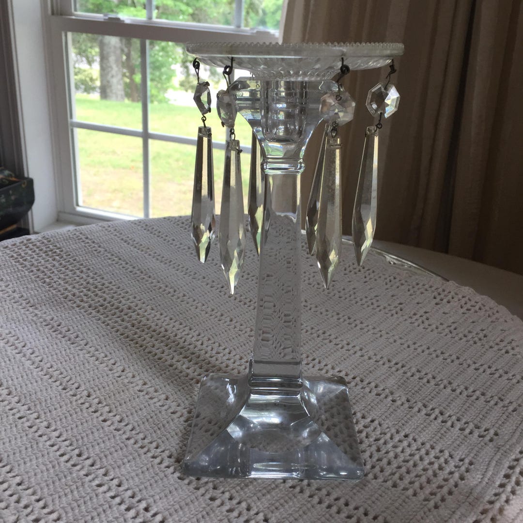 Antique 1920s Candle Surround Drip Bobeche W/ 6 Dangling Crystals ...