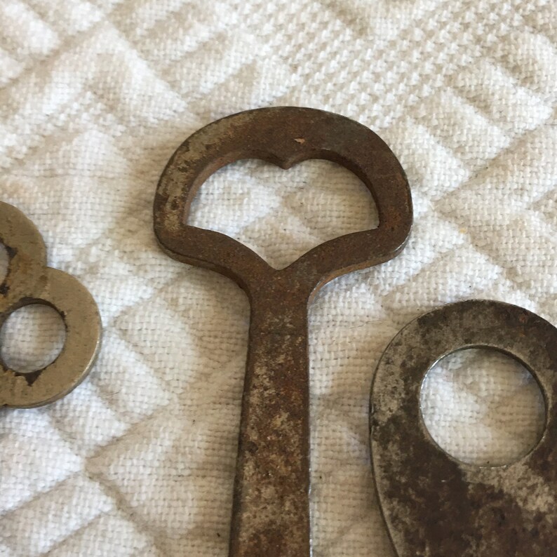Antique House or Skeleton Key, Clock Key and Flat Key. Old Iron Keys ...