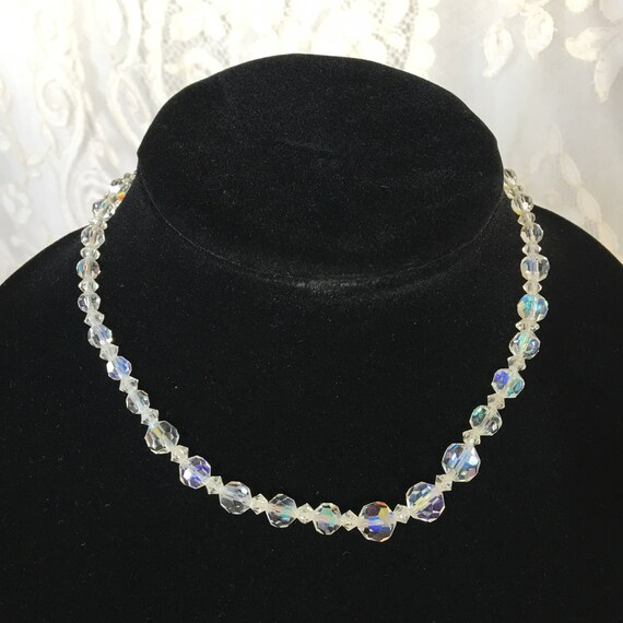 Vintage Cut Glass Crystal Bead Double Choker Necklace… - Gem