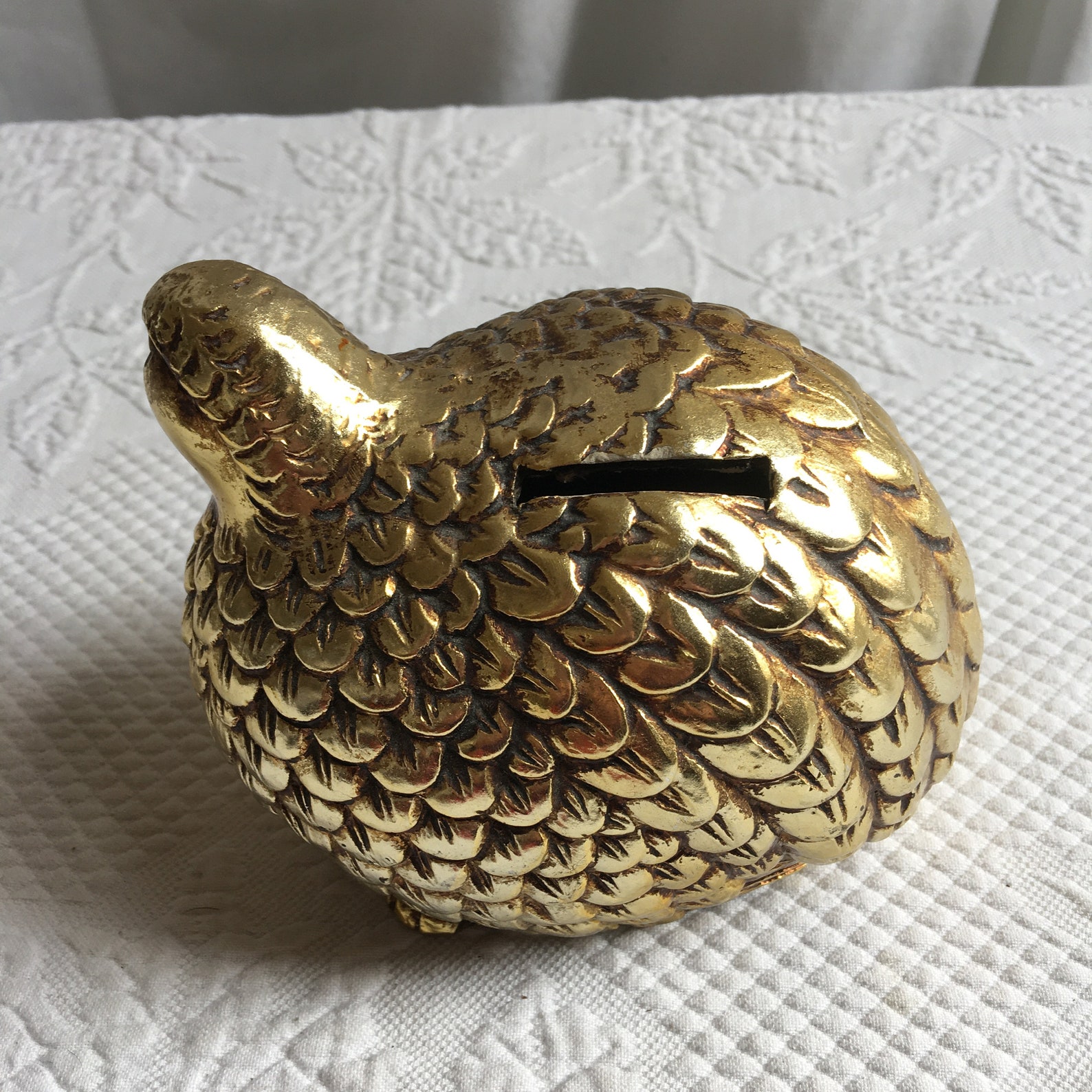 Vintage Gold Metallic Composite Pheasant Bank. Charming - Etsy