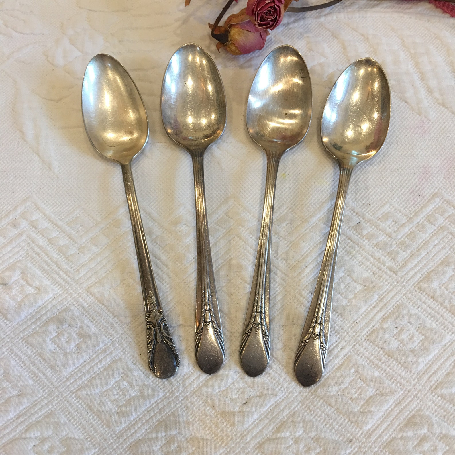 Vintage 4 Silver Plate Teaspoons. William Rogers Mfg. Co. 3 - Etsy