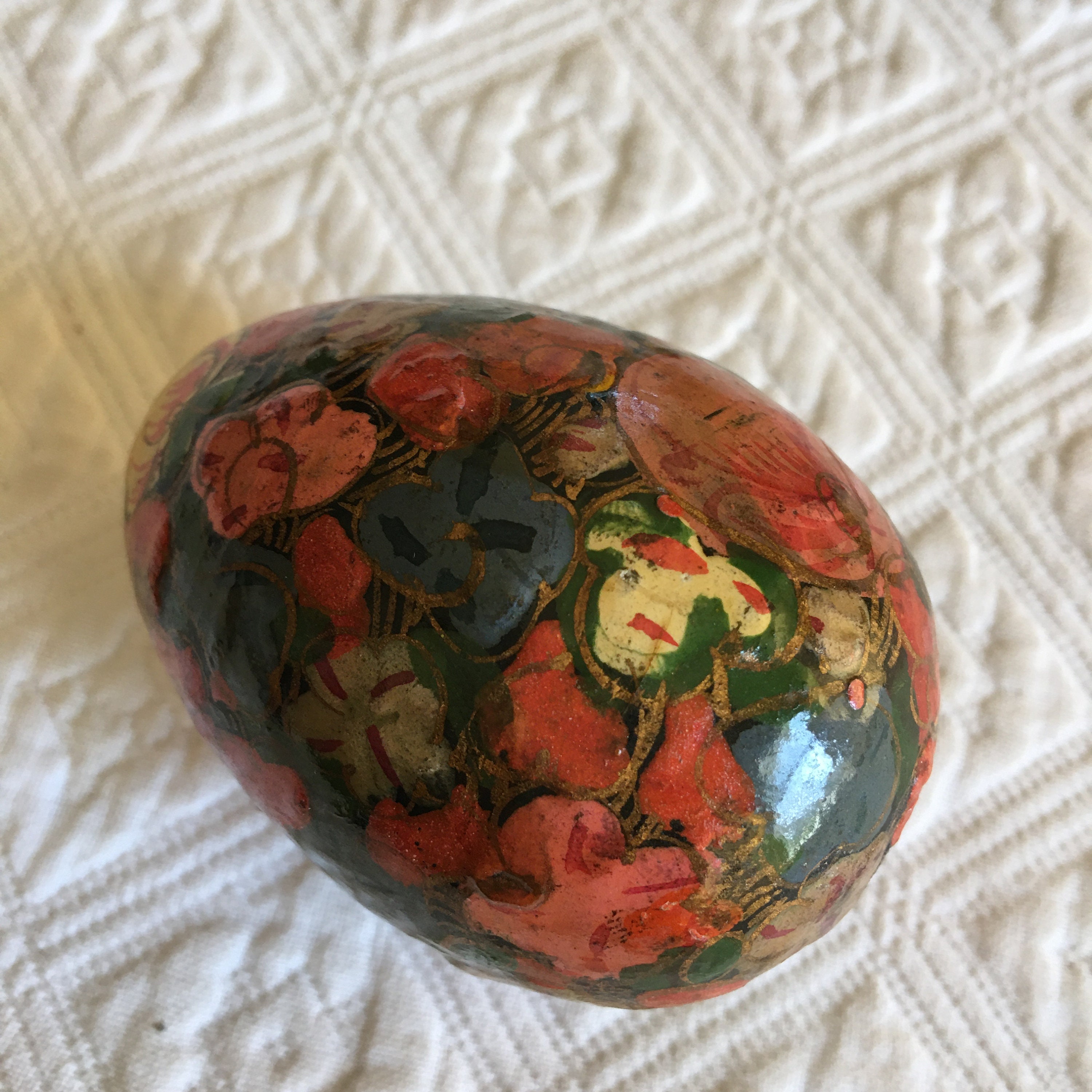 Vintage Floral Hand Painted Wooden Egg. Display Egg. | Etsy