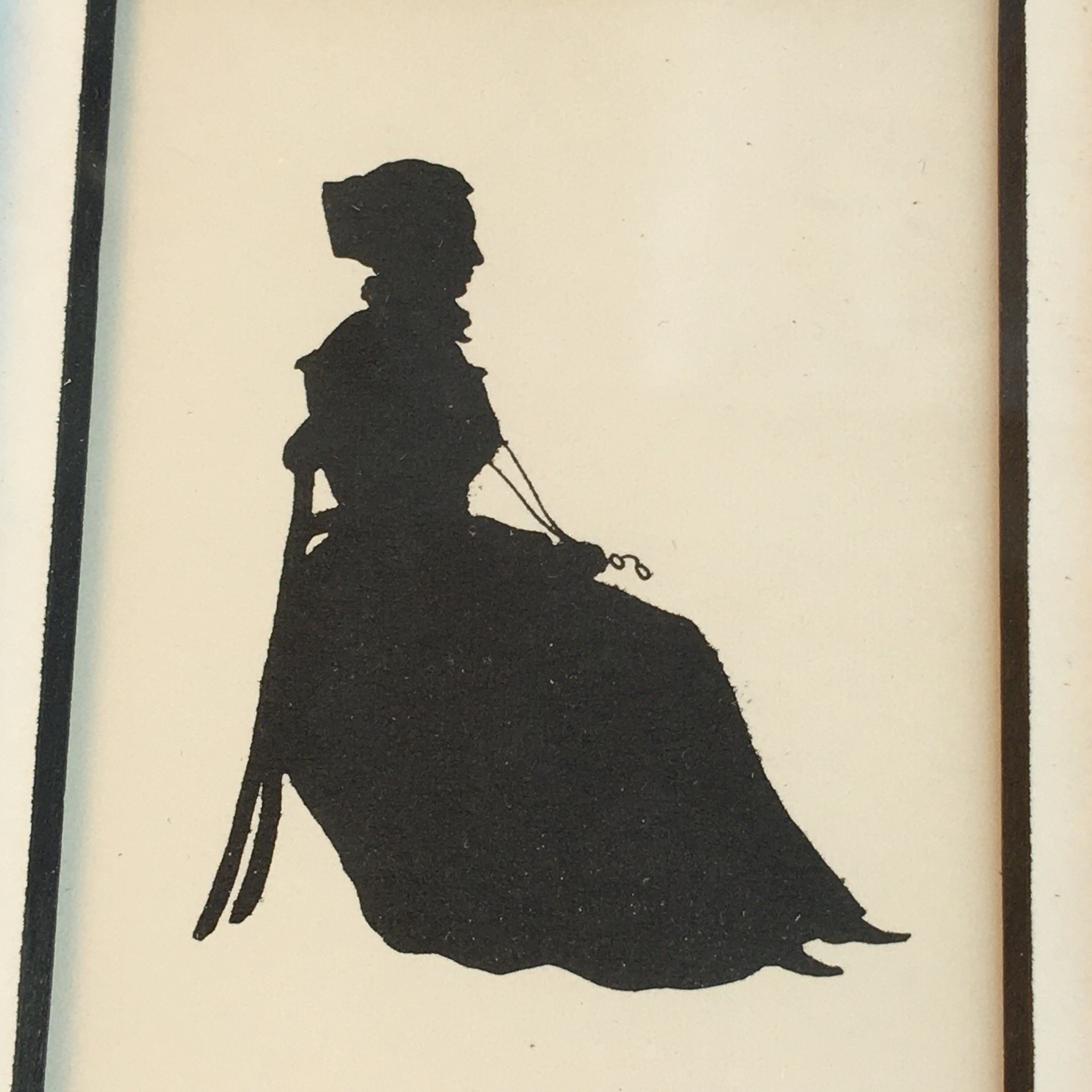Antique Silhouette Pictures of Sitting Women. Lady Facing Right Holding ...