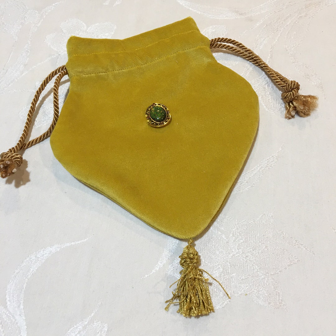 Handmade Reticule Purse. Golden Yellow Velvet Reticule Purse. Gold Cord ...