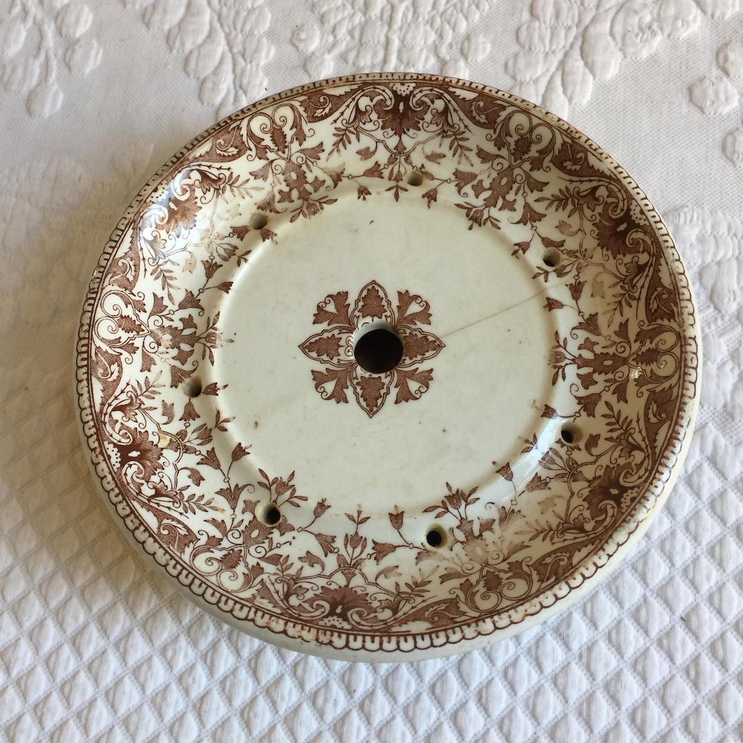 Rare Antique Warmer Semi-porcelain Transferware Tournay Brown Pattern ...