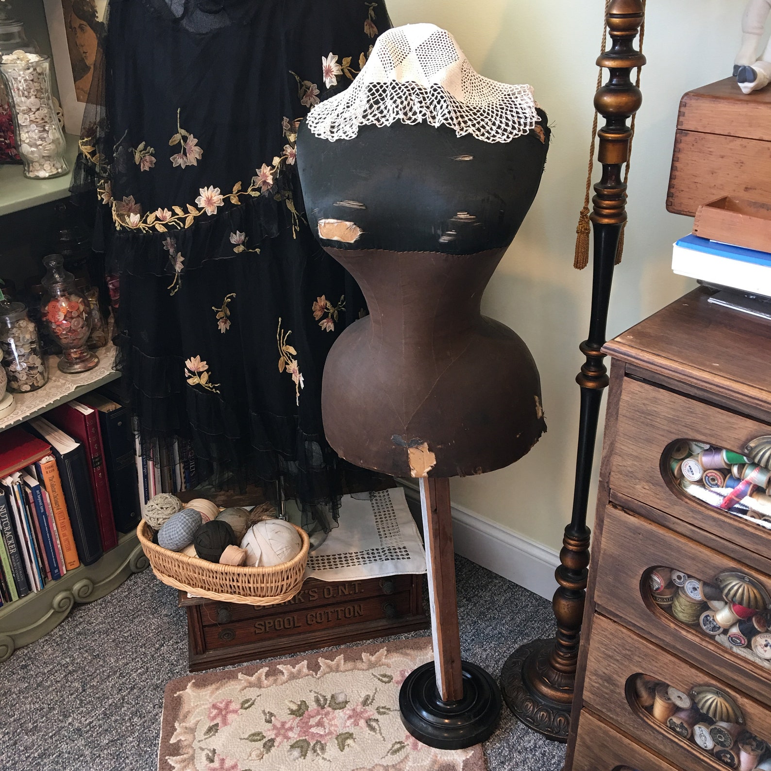 Antique Victorian Wasp Waist Mannequin. Bustle Back Paper Mache W/ Wood ...