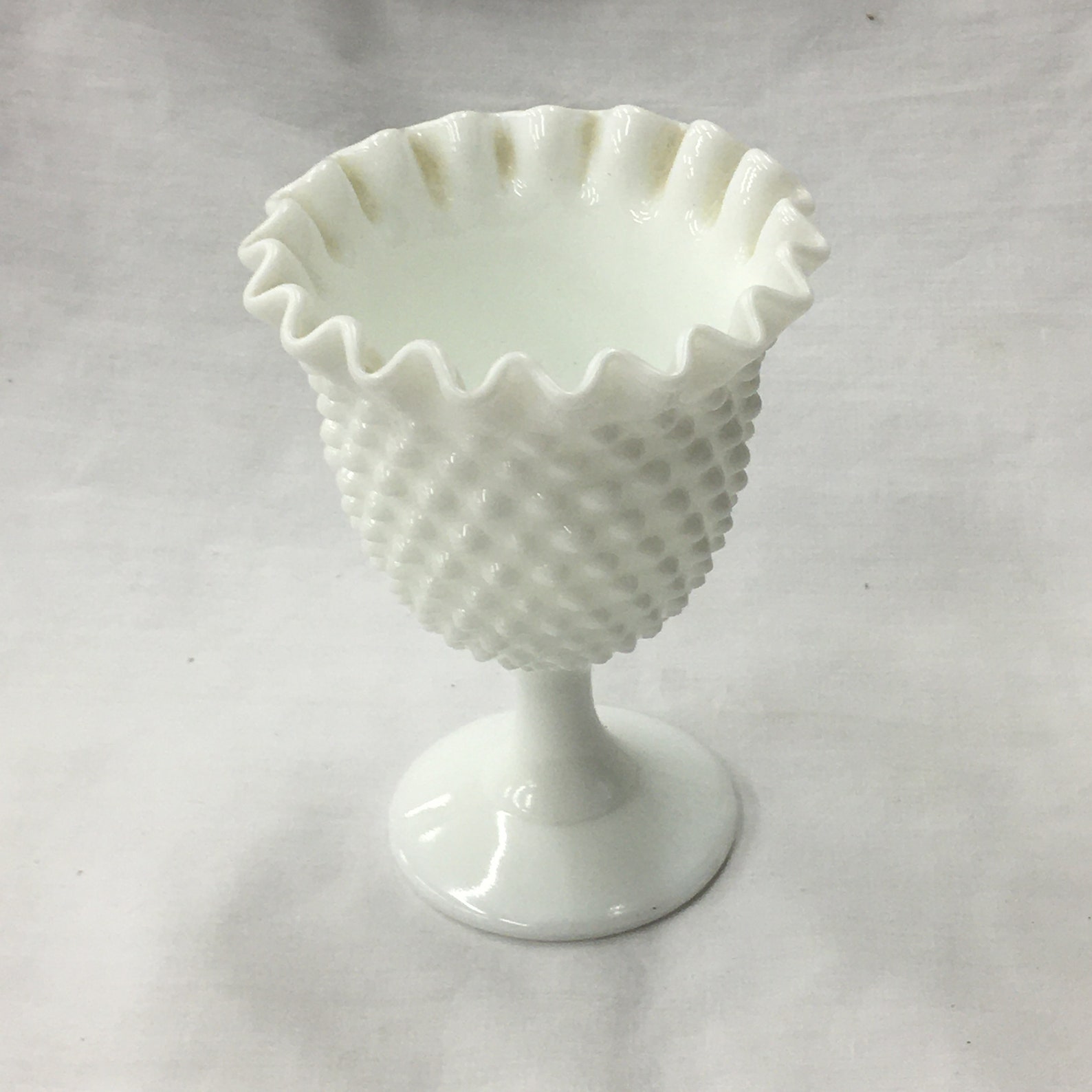 Vintage Fenton White Hobnail Pedestal Vase or Candy Server. - Etsy