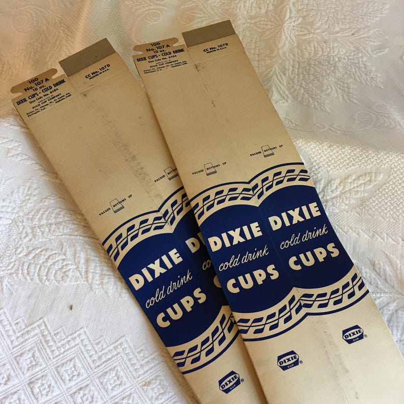 Vintage 2 1940s to 50s Dixie Cup Boxes for Hot Drink Cups Packaging for ...