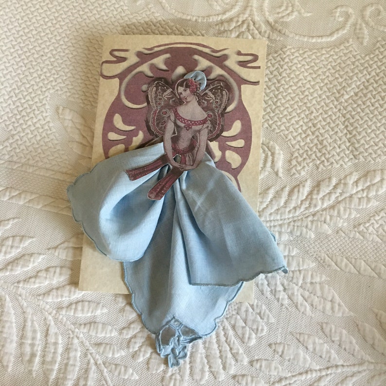 Vintage Handkerchief Greeting Card. Choose Your Card. Lady Angel With ...