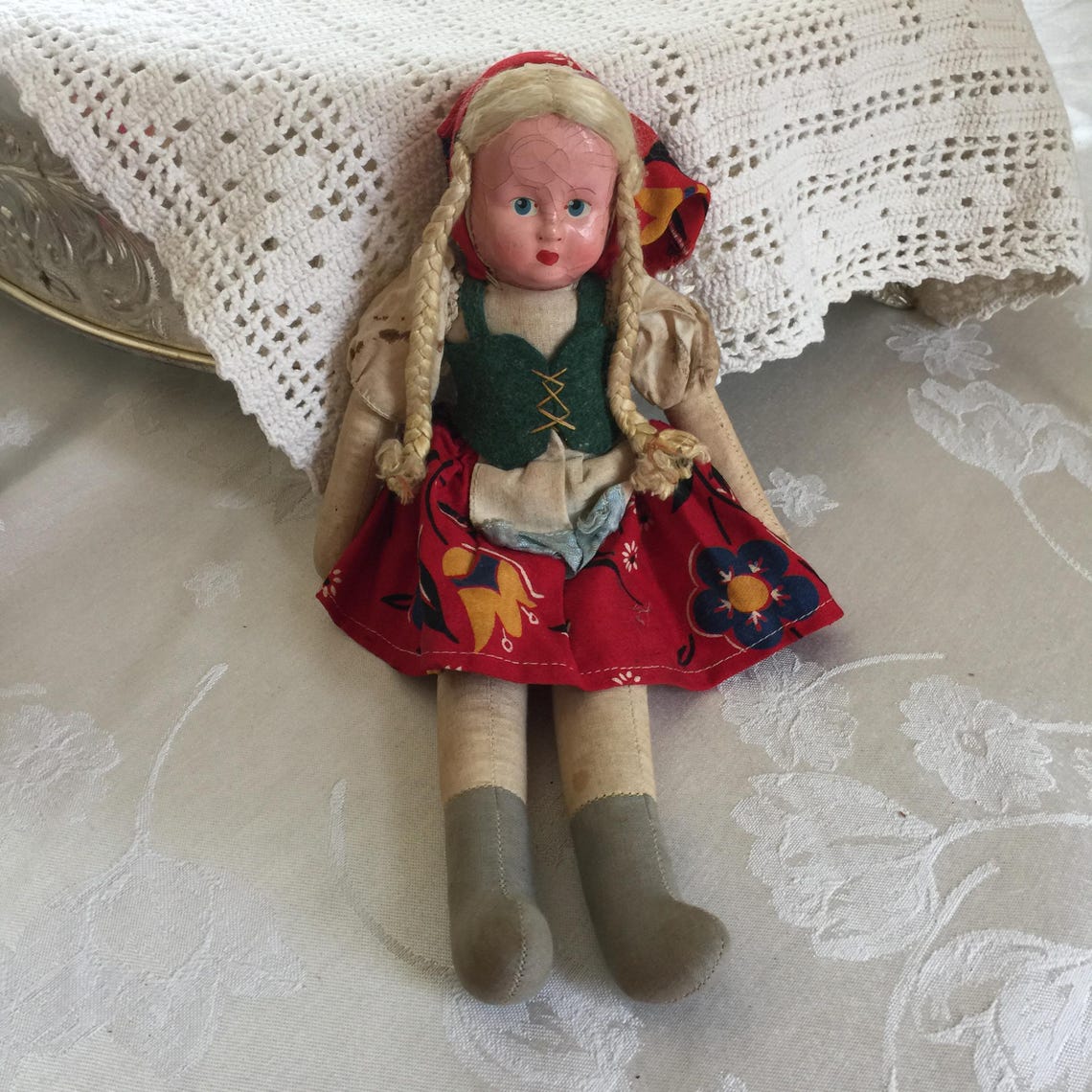 Vintage 1950s Polish Stuffed Doll With Traditional Dress and Long ...