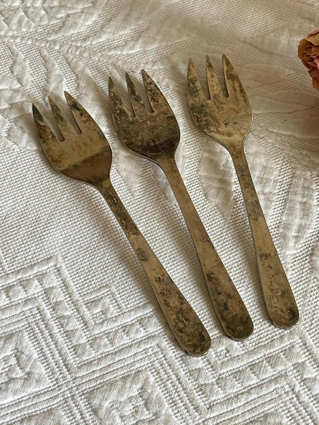 Vintage Condiment Forks in Silver Plate From Italy. Short Pronged Forks ...