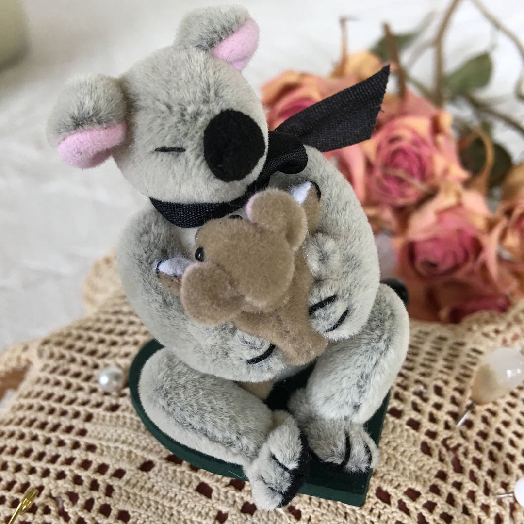 Vintage Miniature Koala Bear and Baby. Handmade Short Soft Fir With ...