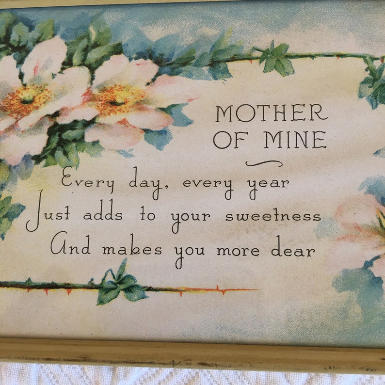Antique 1939 Motto MOTHER OF MINE Poem in Narrow Yellow | Etsy