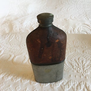 Antique C1870 or Civil War Flask. Moulded Glass, Metal Pewter ...