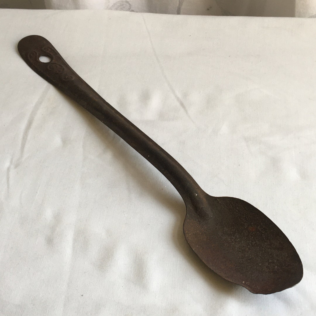 Antique Large Primitive Spoon. Hole in Handle to Hang. Swirling Designs ...