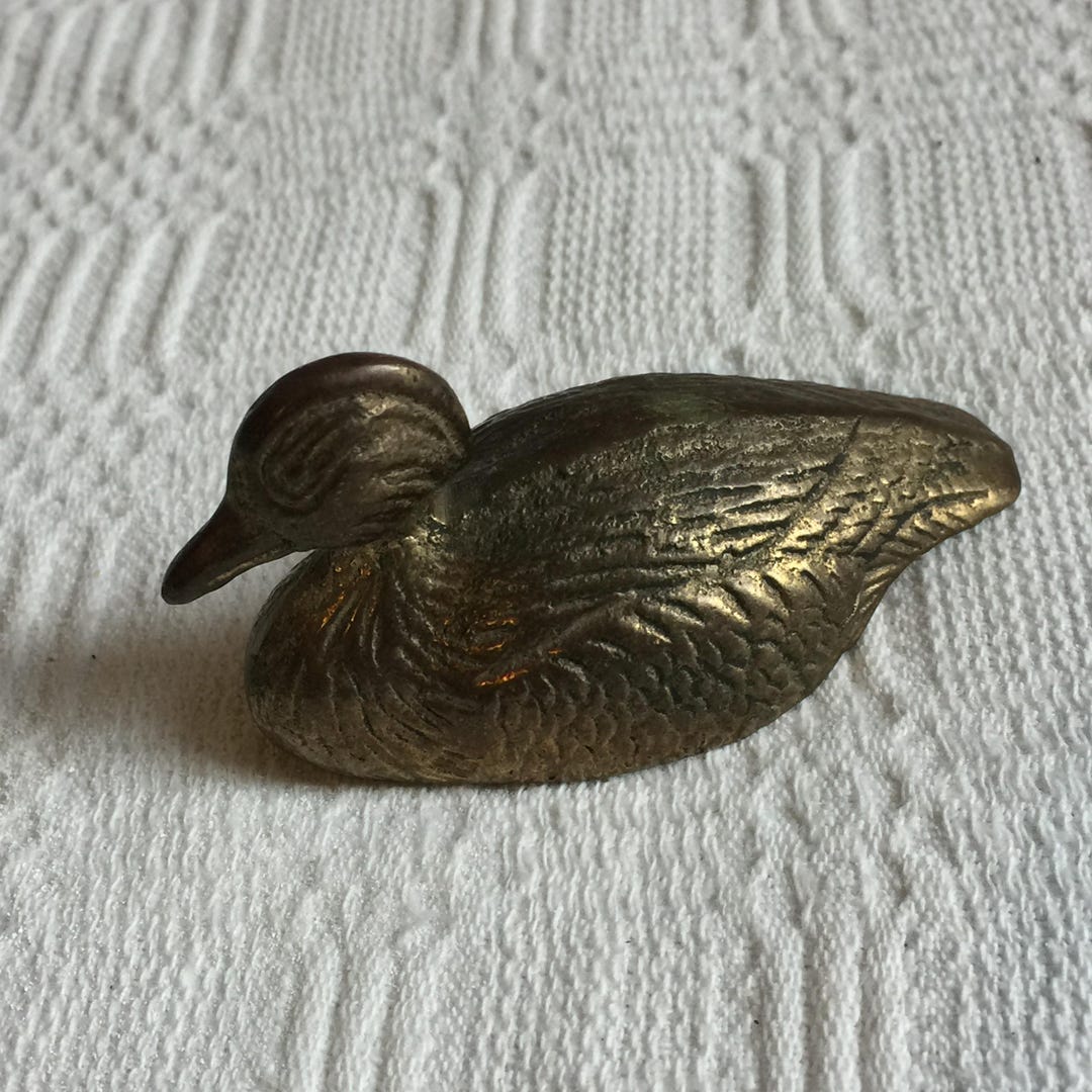 Vintage Small Brass Duck Paperweight or Figurine. Solid Brass Mallard ...