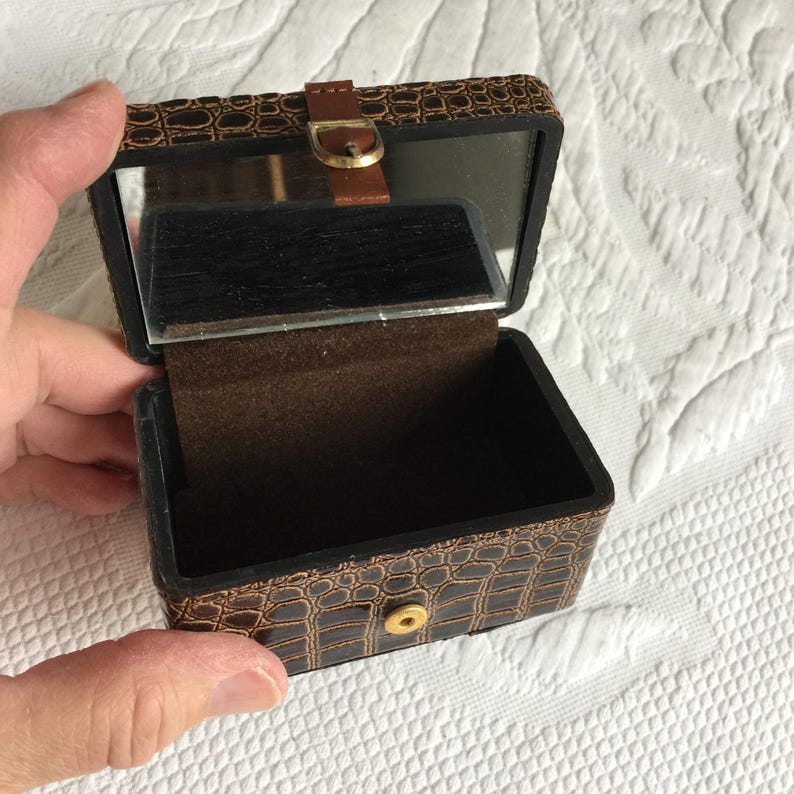 Vintage Doll Suitcase in Faux Alligator With Top Brass Handle, Front ...