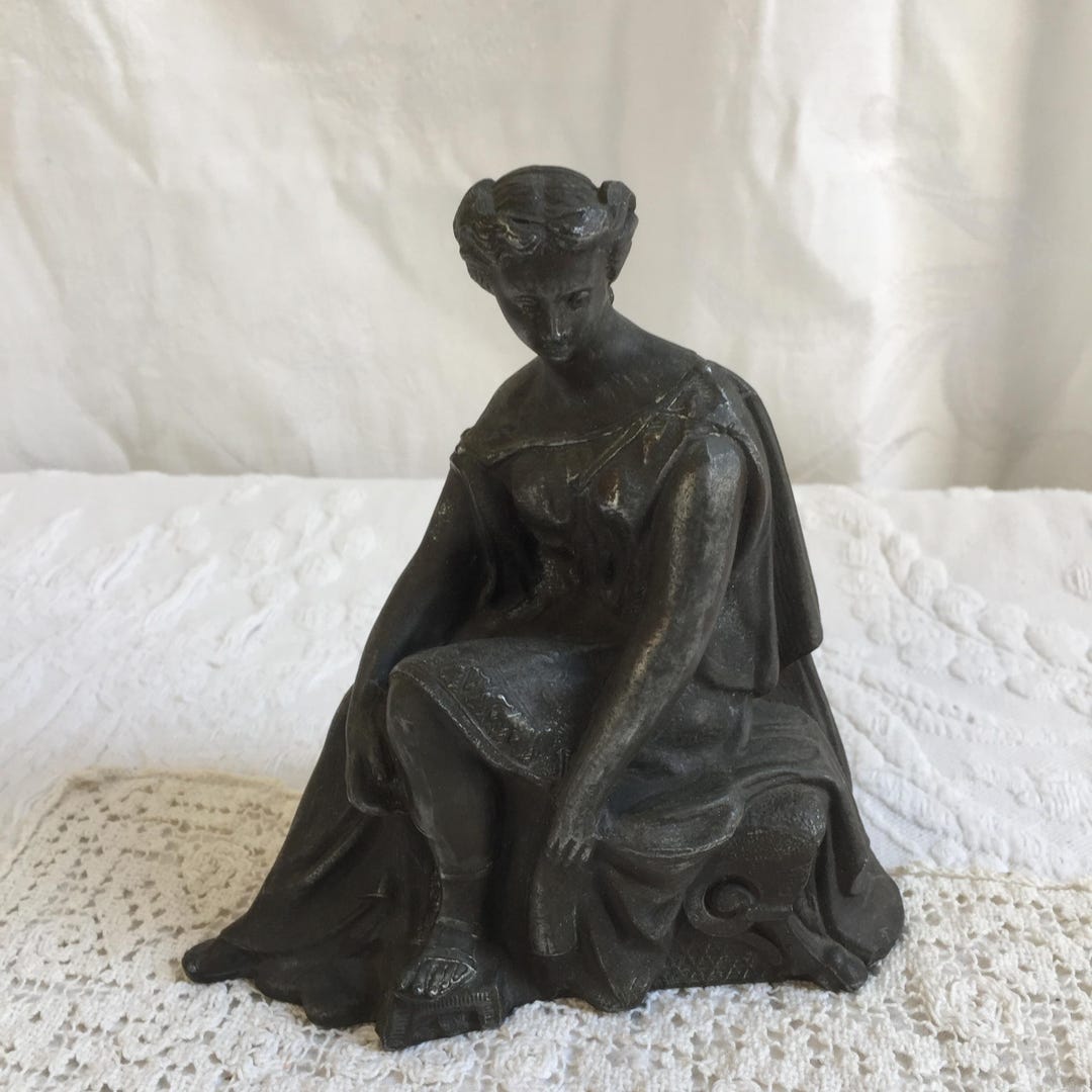 Vintage Bronze Statue of a Sitting Greek Lady. Use as a Bookend or a ...